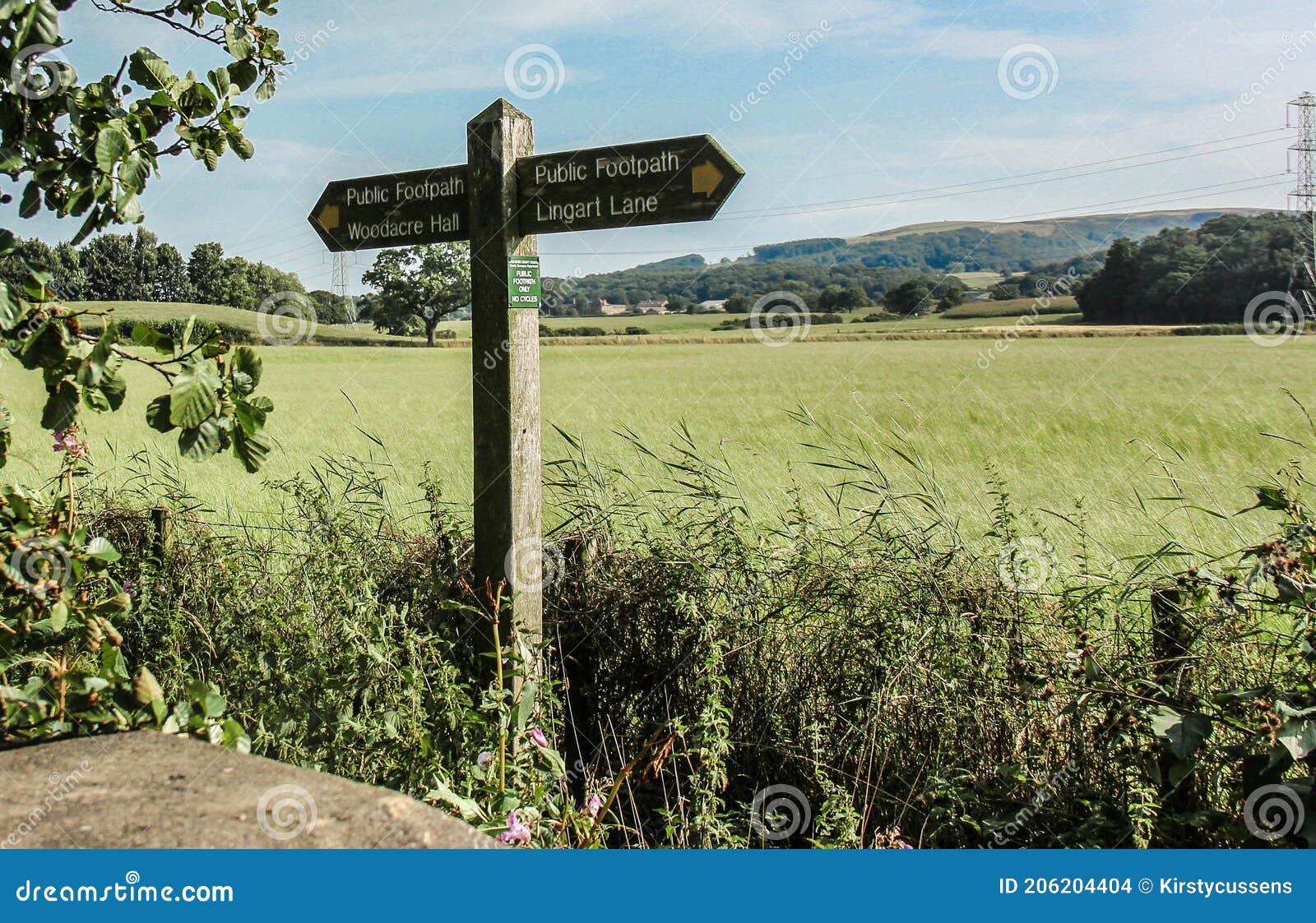 Signpost on Pathway in the Countryside in Summer Stock Photo - Image of ...