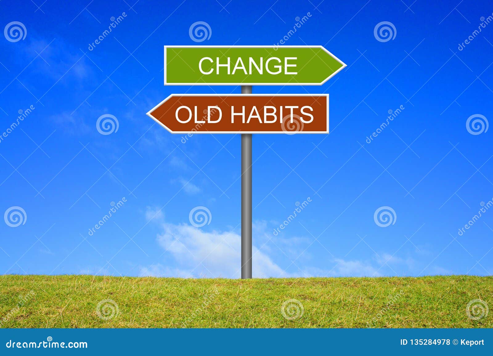 Signpost Showing Old Habits and Change Stock Photo - Image of ...