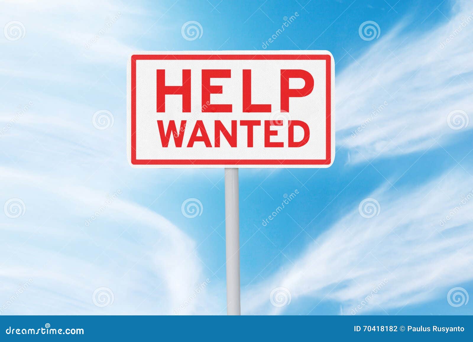 Signpost with Text of Help Wanted Stock Illustration - Illustration of ...