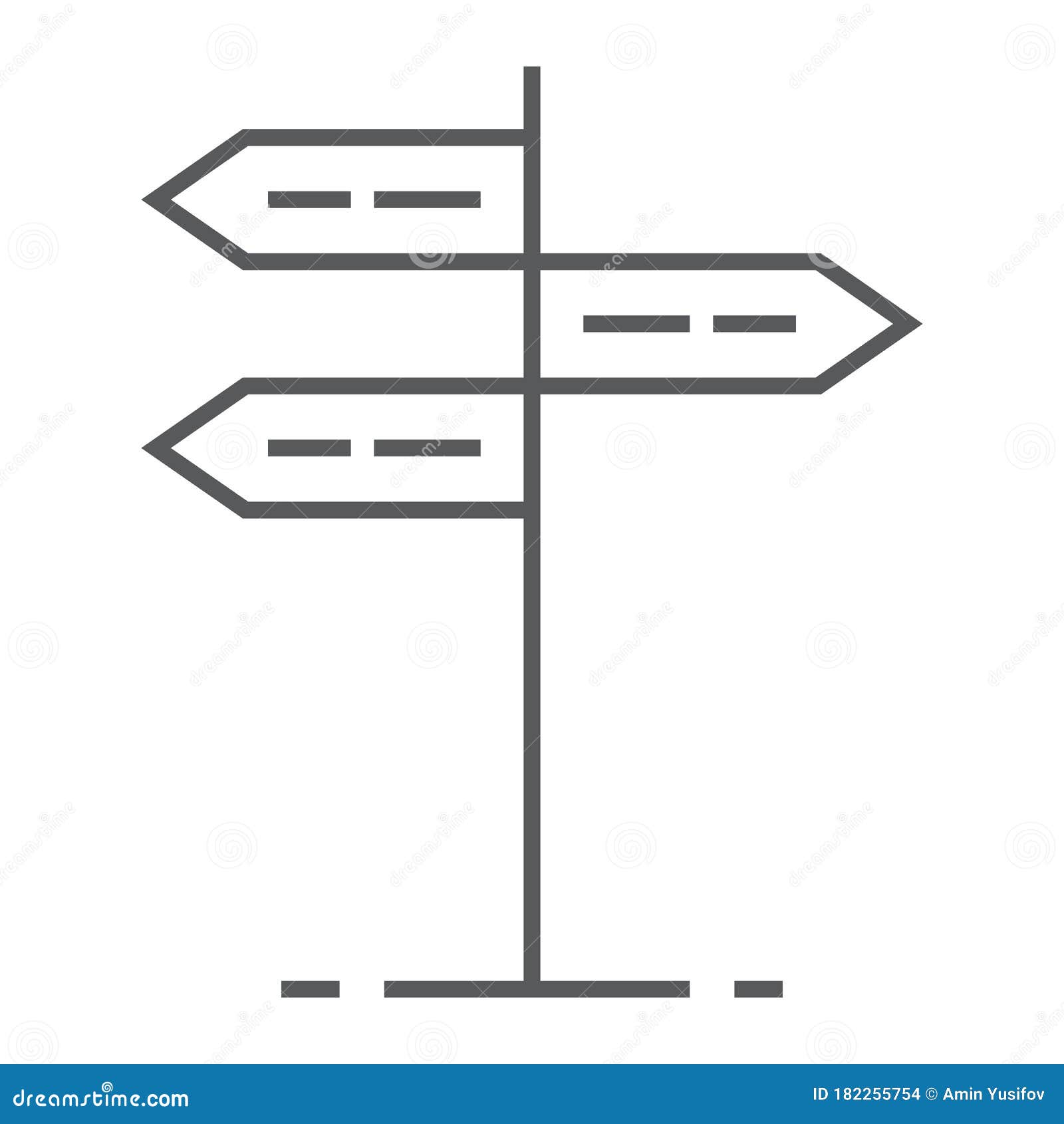 Signpost Thin Line Icon, Post and Arrow, Road Sign Vector Graphics, a ...