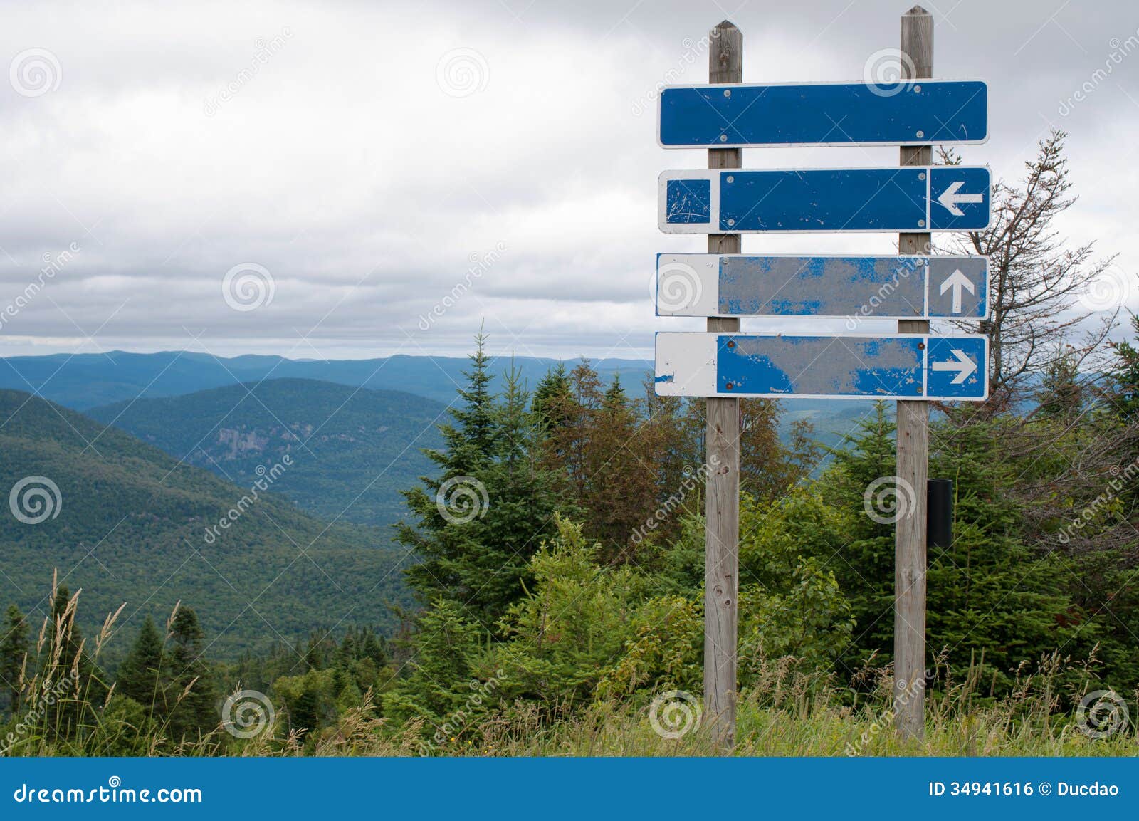 Signpost on Top of the Mountain Stock Photo - Image of cloudy, option ...