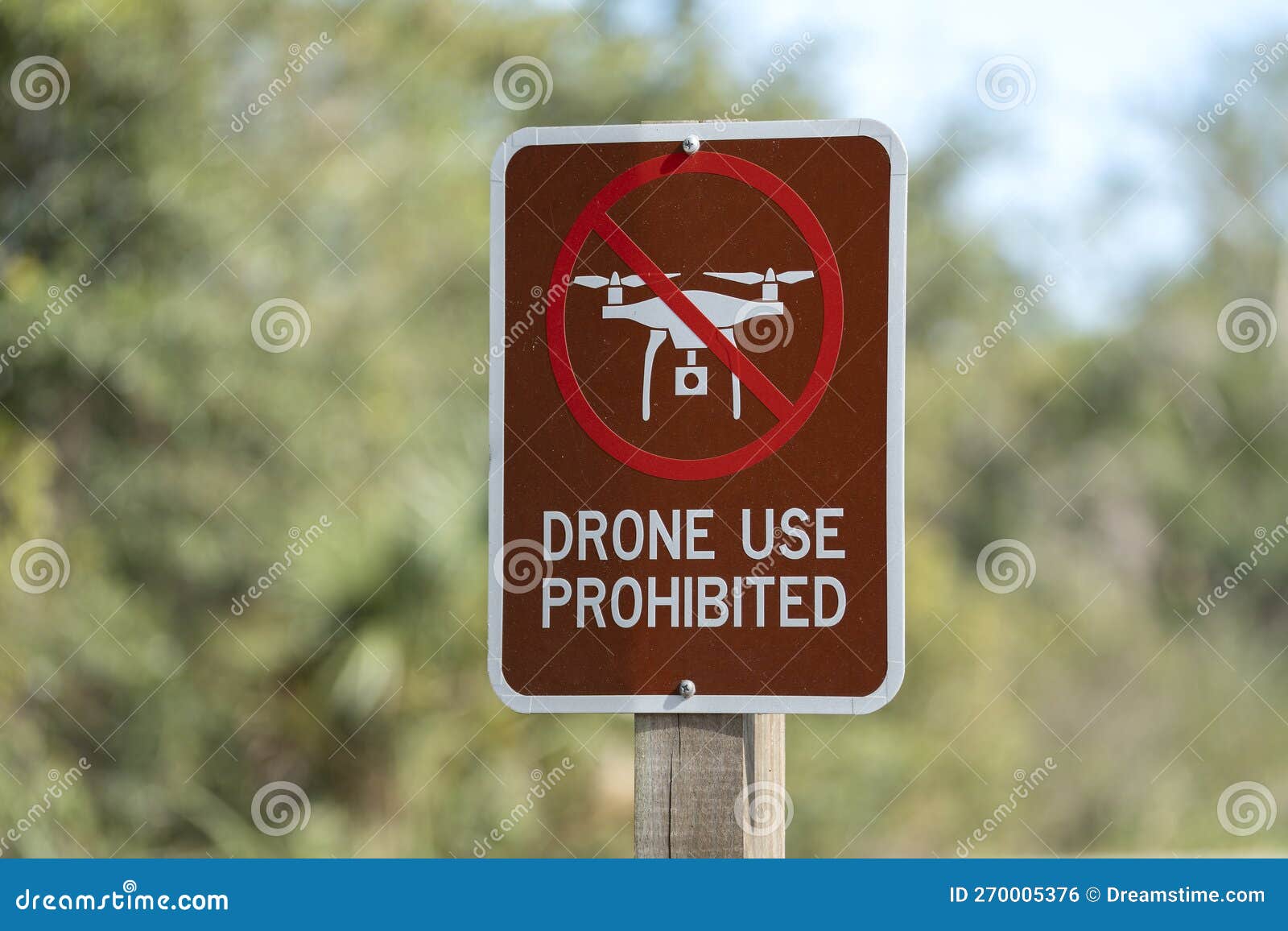 Signpost with Warning about Drone Usage Prohibition in State Park ...