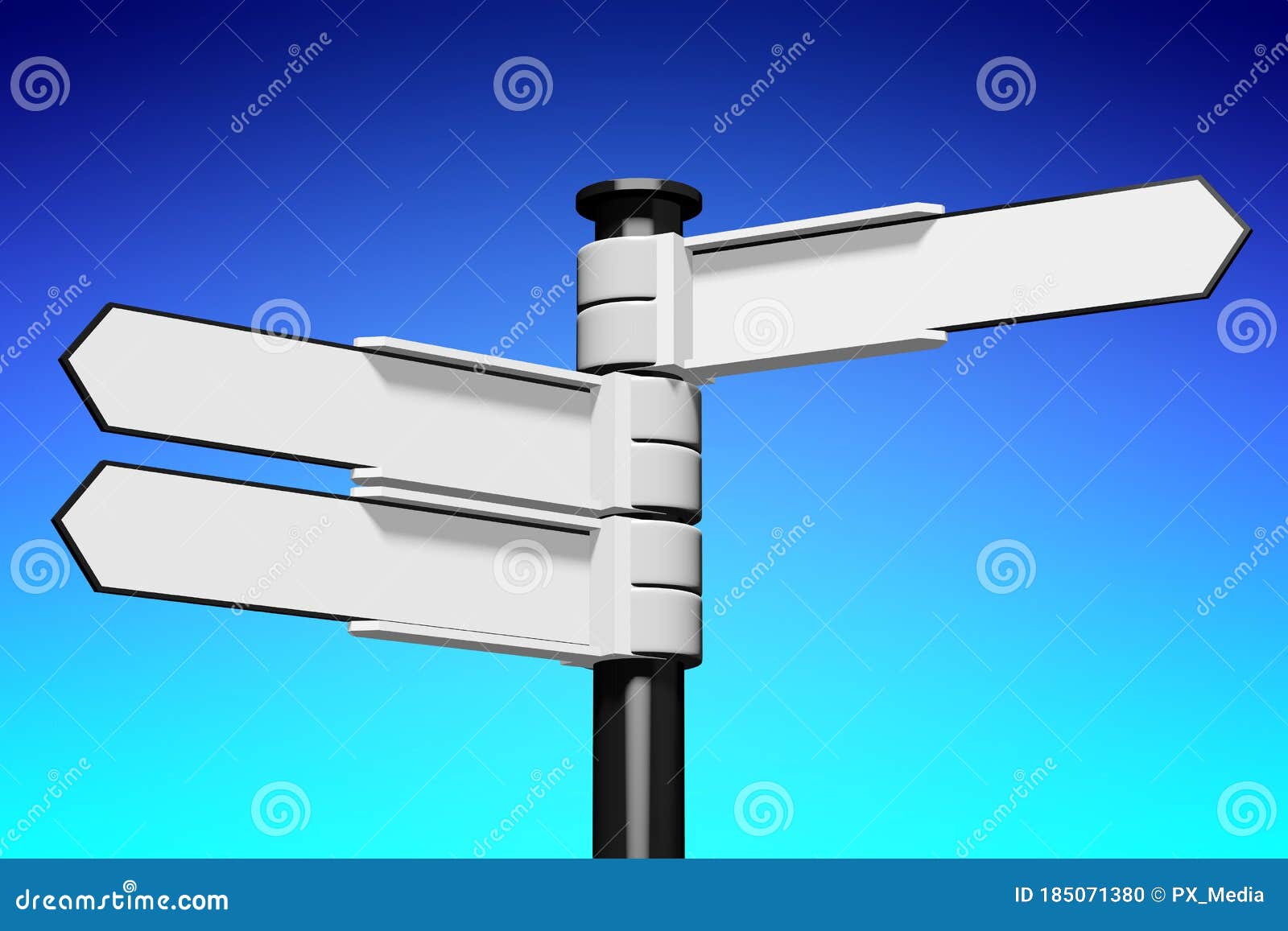 Signpost with Three Arrows, Abstract Blue Sky Stock Illustration ...