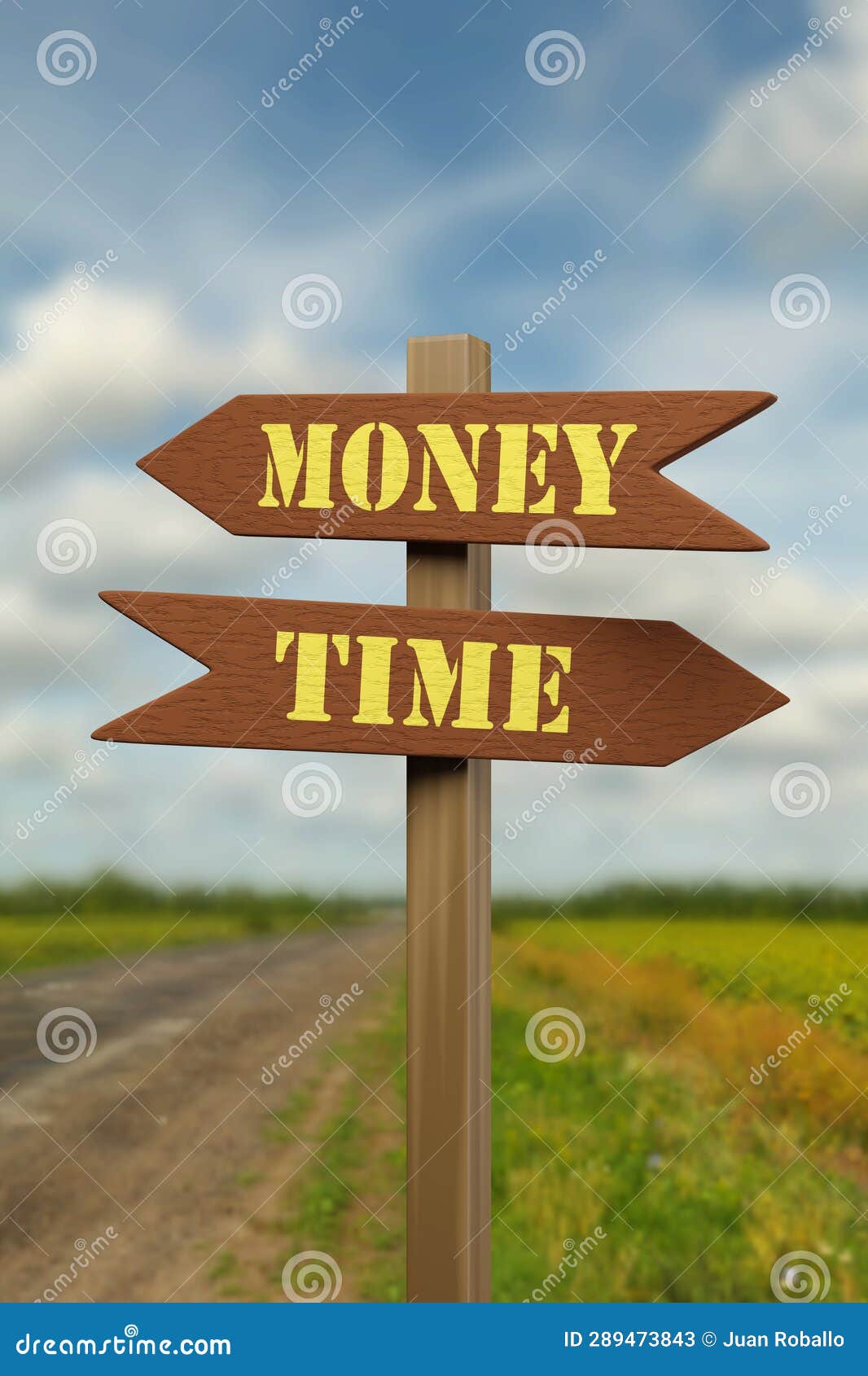 Signpost with the Words Time and Money. 3d Illustration Stock ...