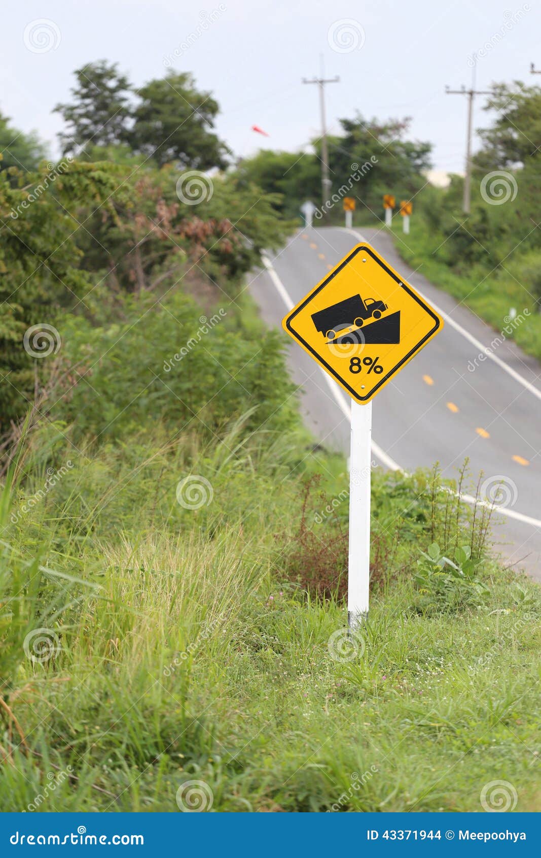 Signposted slope. stock photo. Image of signage, roadway - 43371944