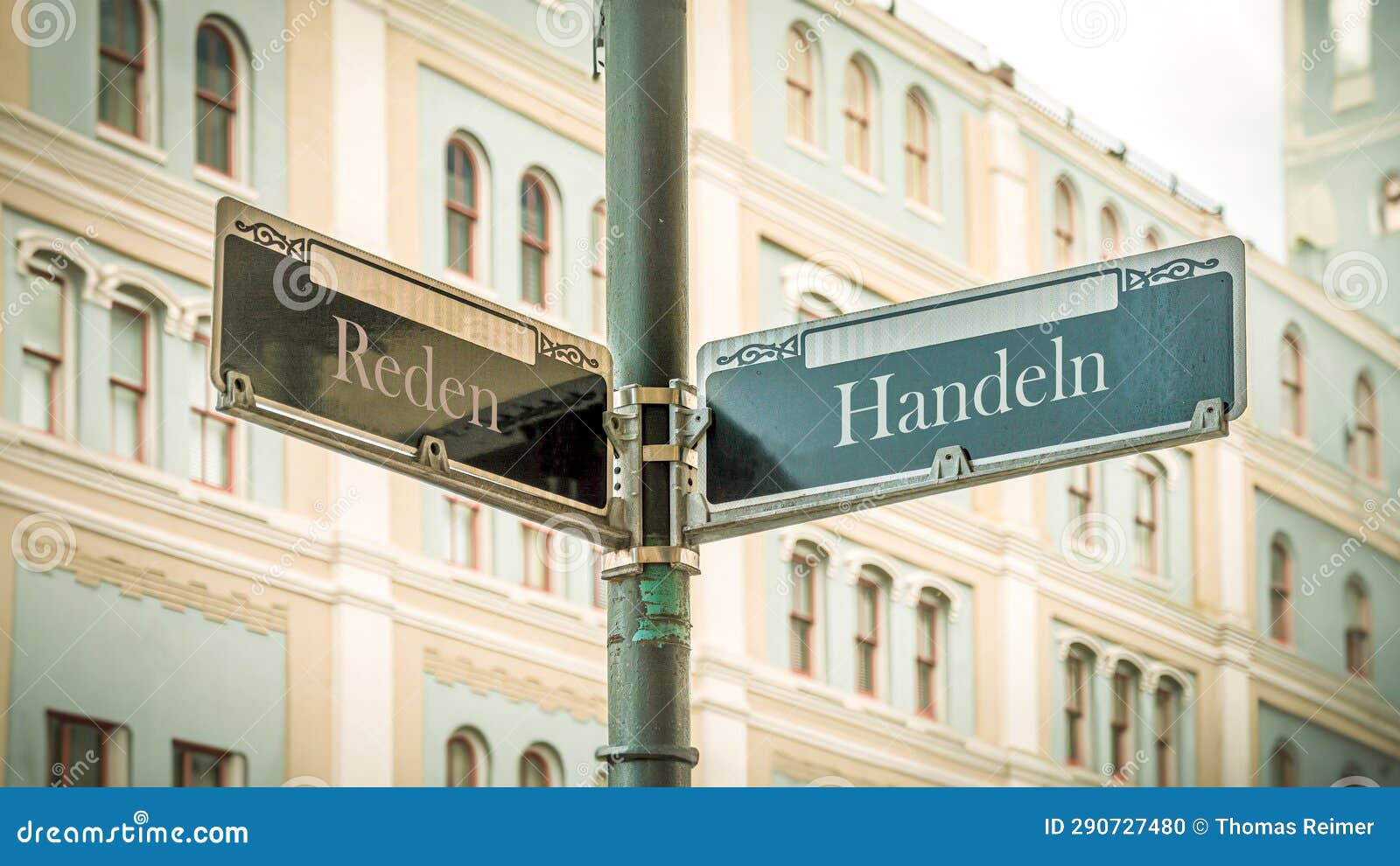Signposts the Direct Way To Action Versus Speech Stock Photo - Image of ...