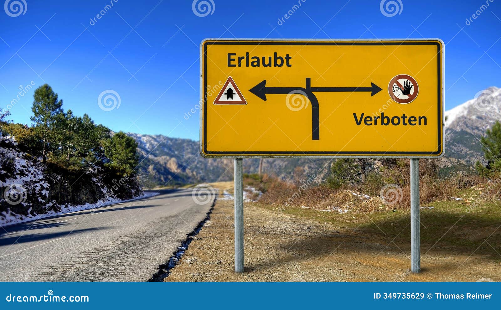 Signposts the Direct Way To Allowed Versus Forbidden Stock Image ...