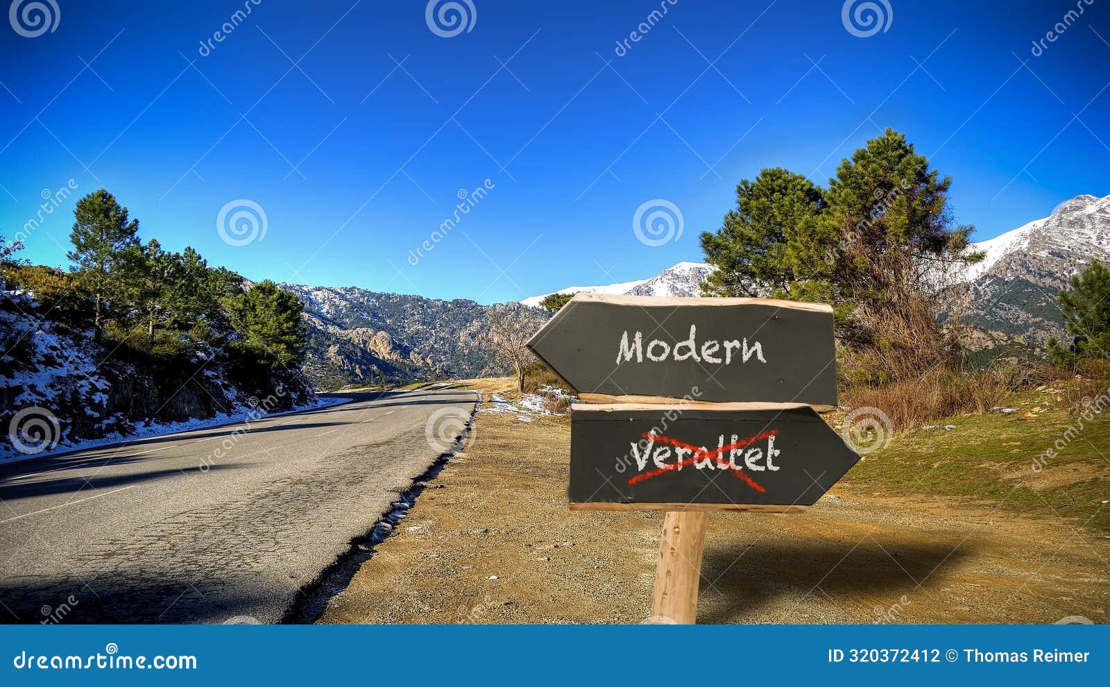 Signposts the Direct Way To Modern Versus Outdated Stock Photo - Image ...