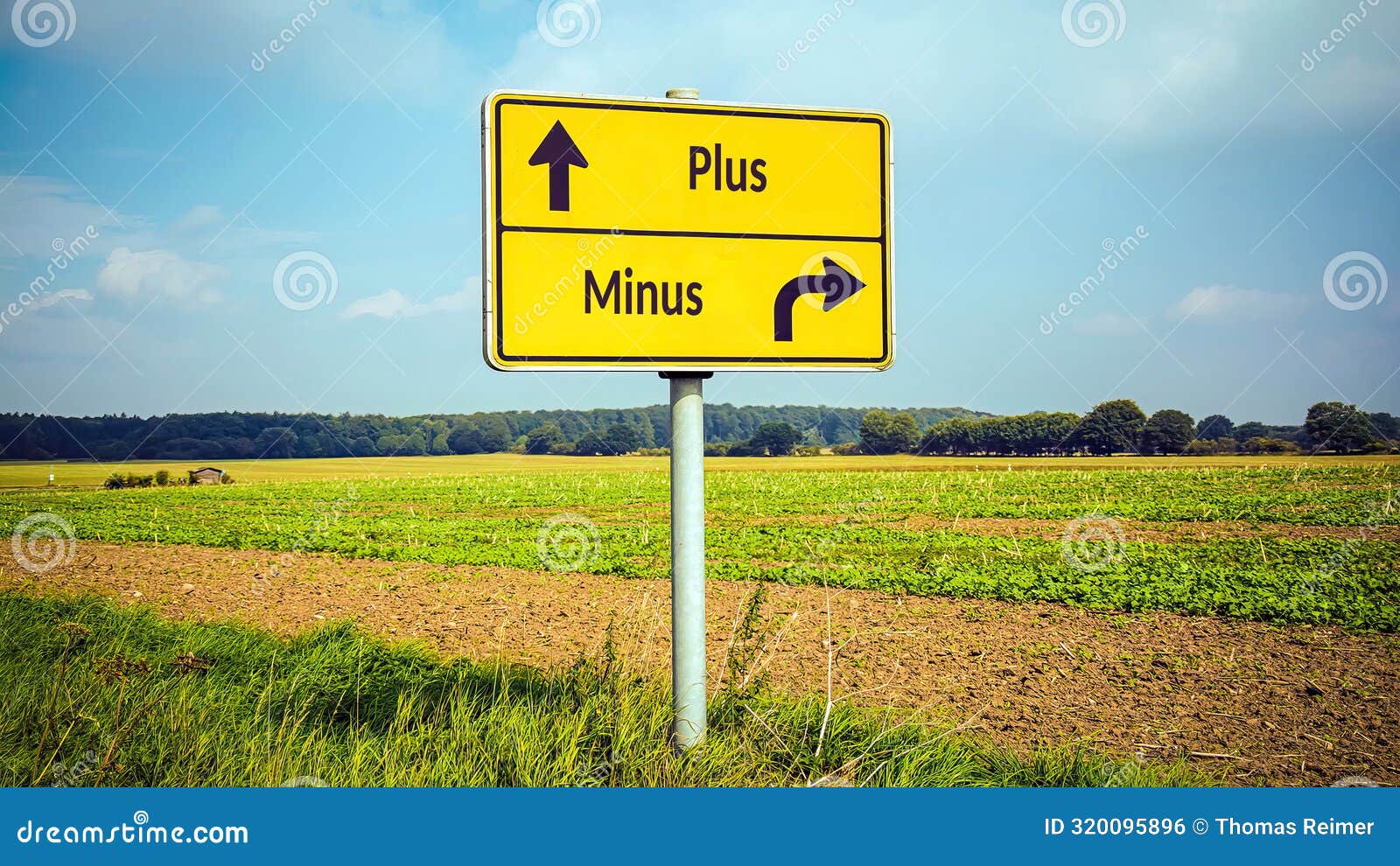 Signposts the Direct Way To Plus Versus Minus Stock Photo - Image of ...