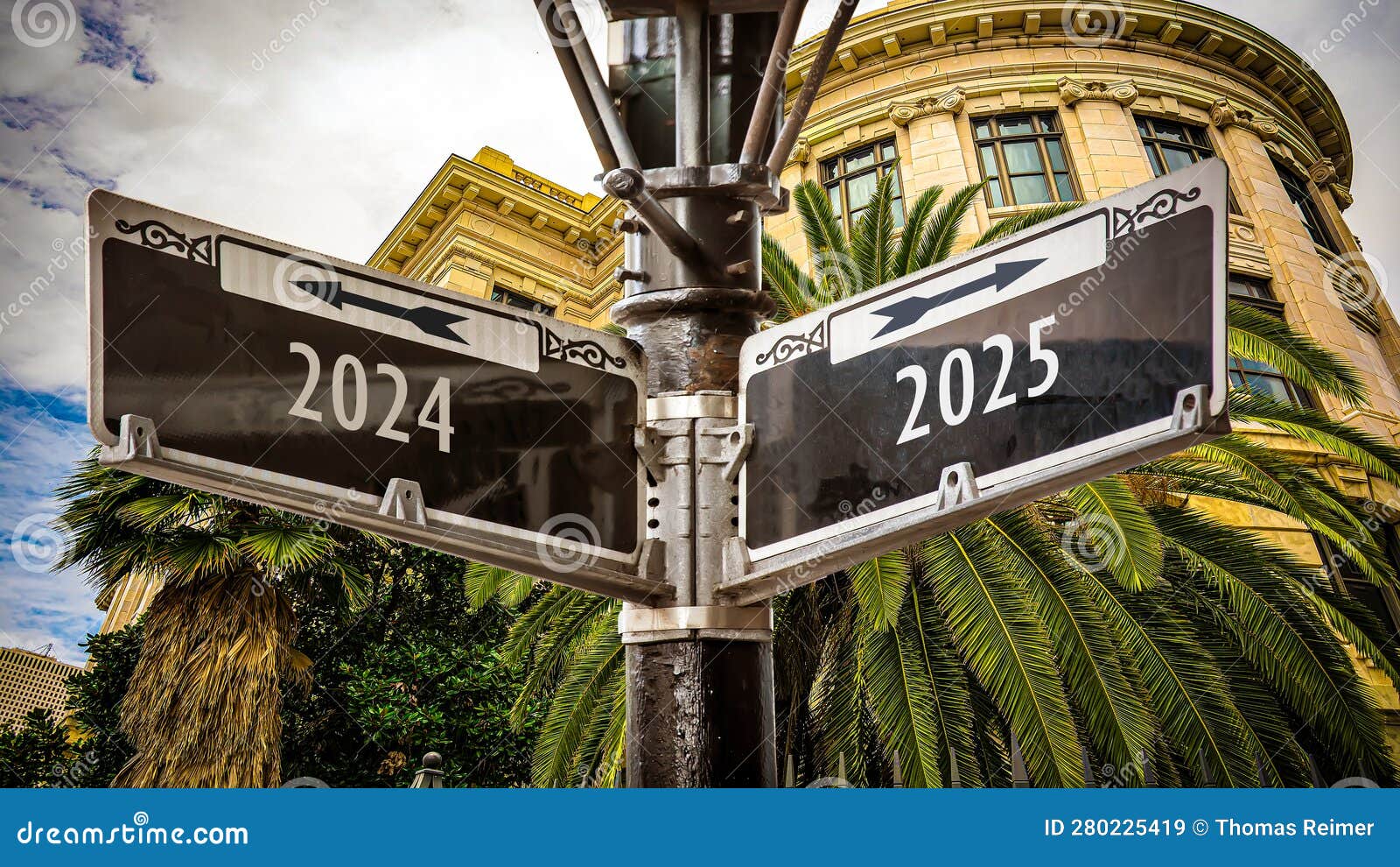 Signposts the Direct Way To 2024 Versus 2025 Stock Image - Image of ...