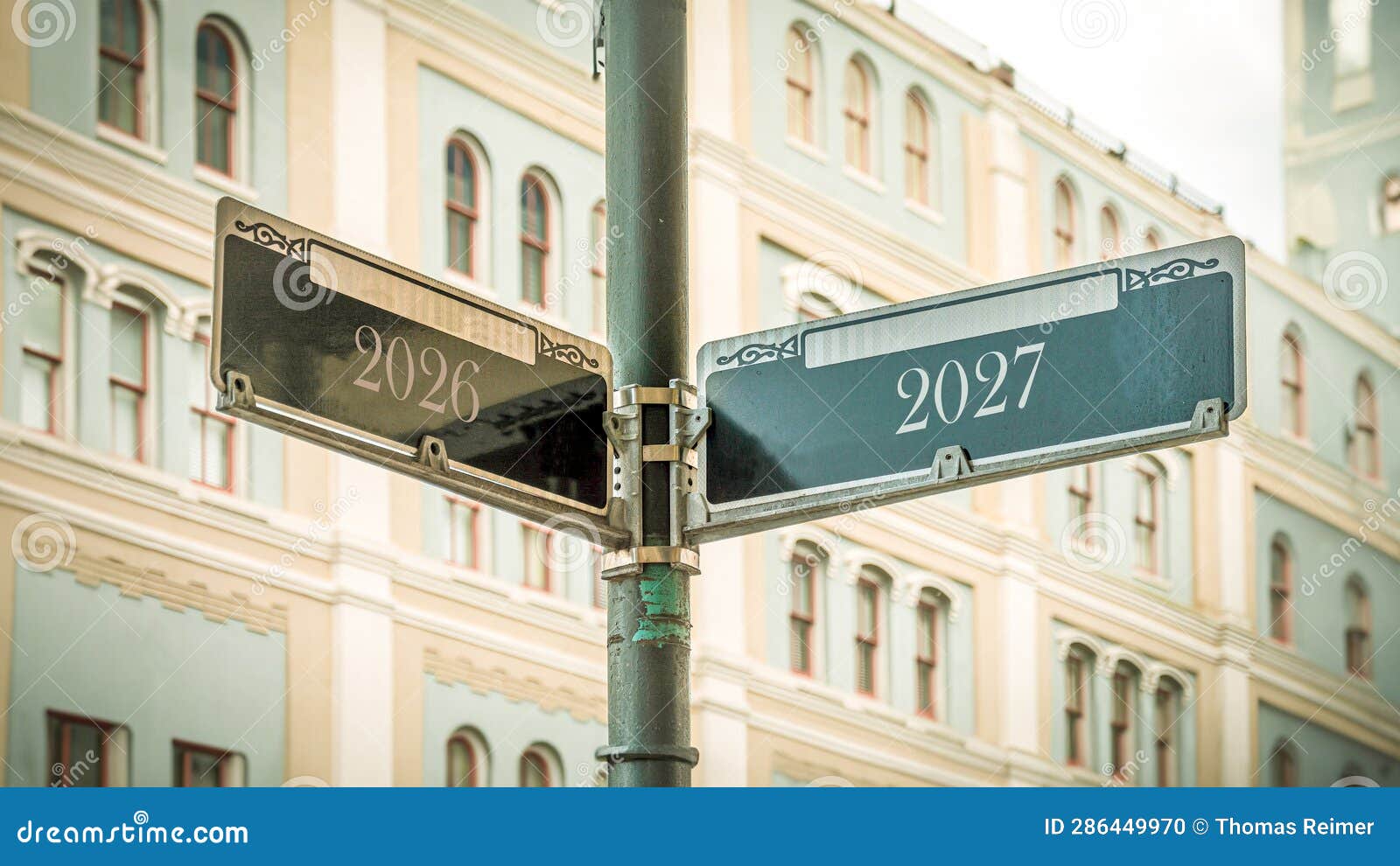 Signposts the Direct Way To 2026 Versus 2027 Stock Photo - Image of ...