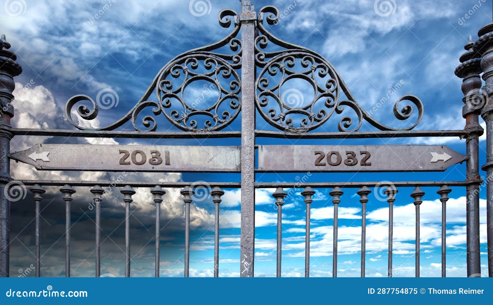 Signposts the Direct Way To 2031 Versus 2032 Stock Image - Image of ...
