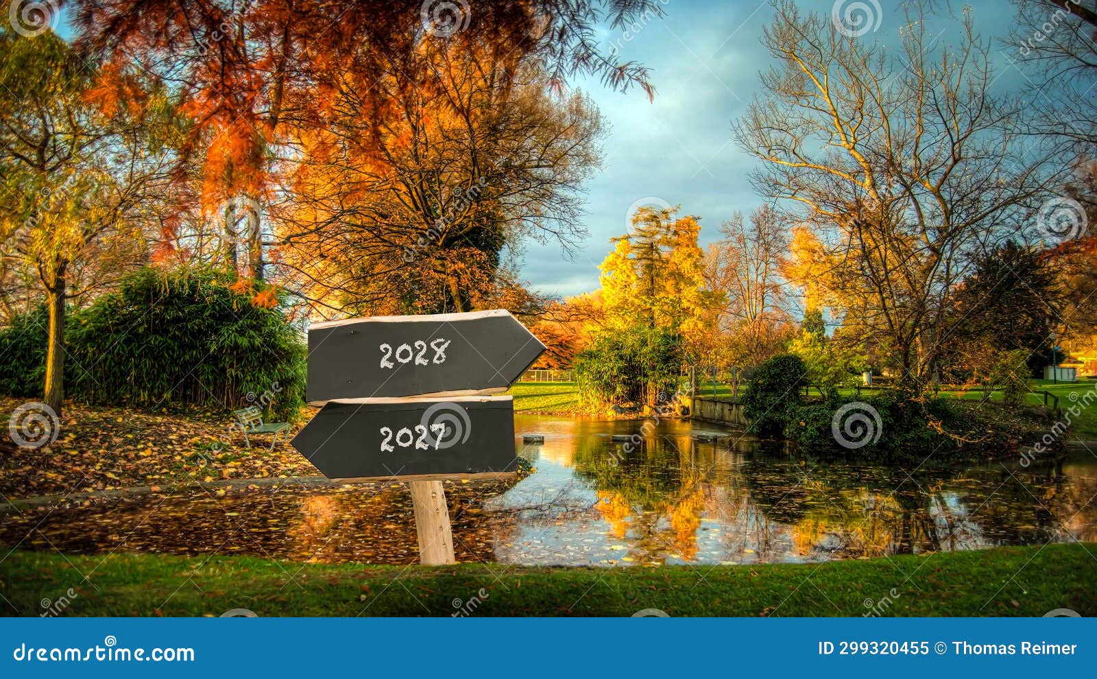 Signposts the Direct Way To 2028 Versus 2027 Stock Image - Image of ...