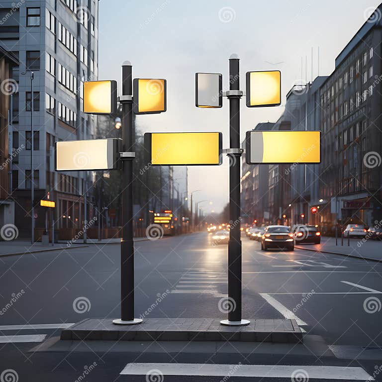 Signposts Indicating Directions at Key Intersections Stock Illustration ...