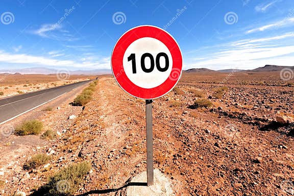 Speed Limit 100 Road Sign stock photo. Image of speed - 337915368