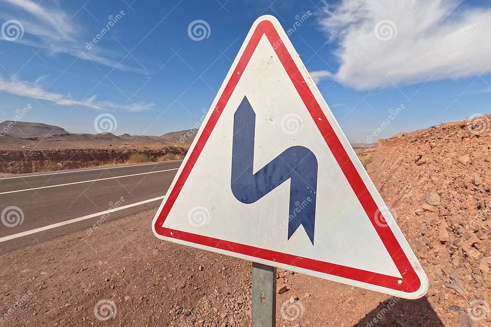 Double Bend Warning Sign stock photo. Image of bend - 337915590