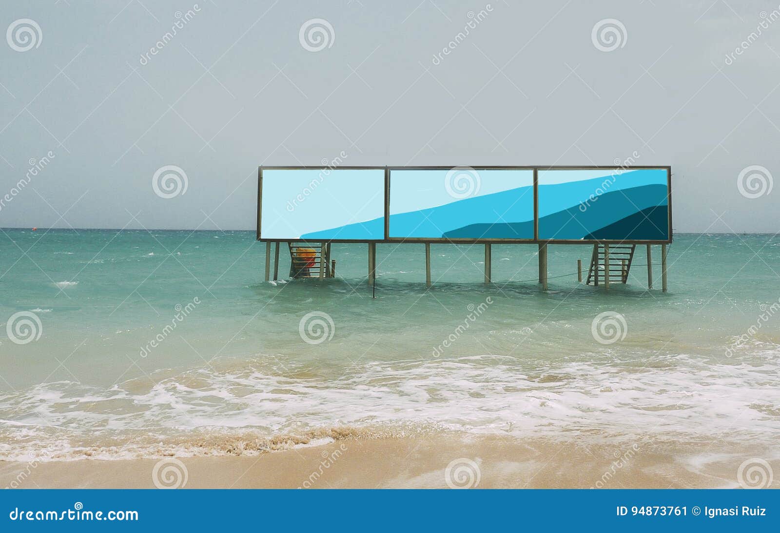 Signs for Advertising on the Beach Stock Image - Image of promotion ...