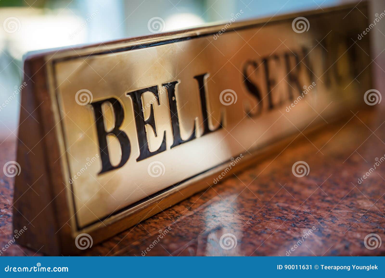 Signs Bell on the Table in a Luxury Hotel. Stock Image - Image of gold ...
