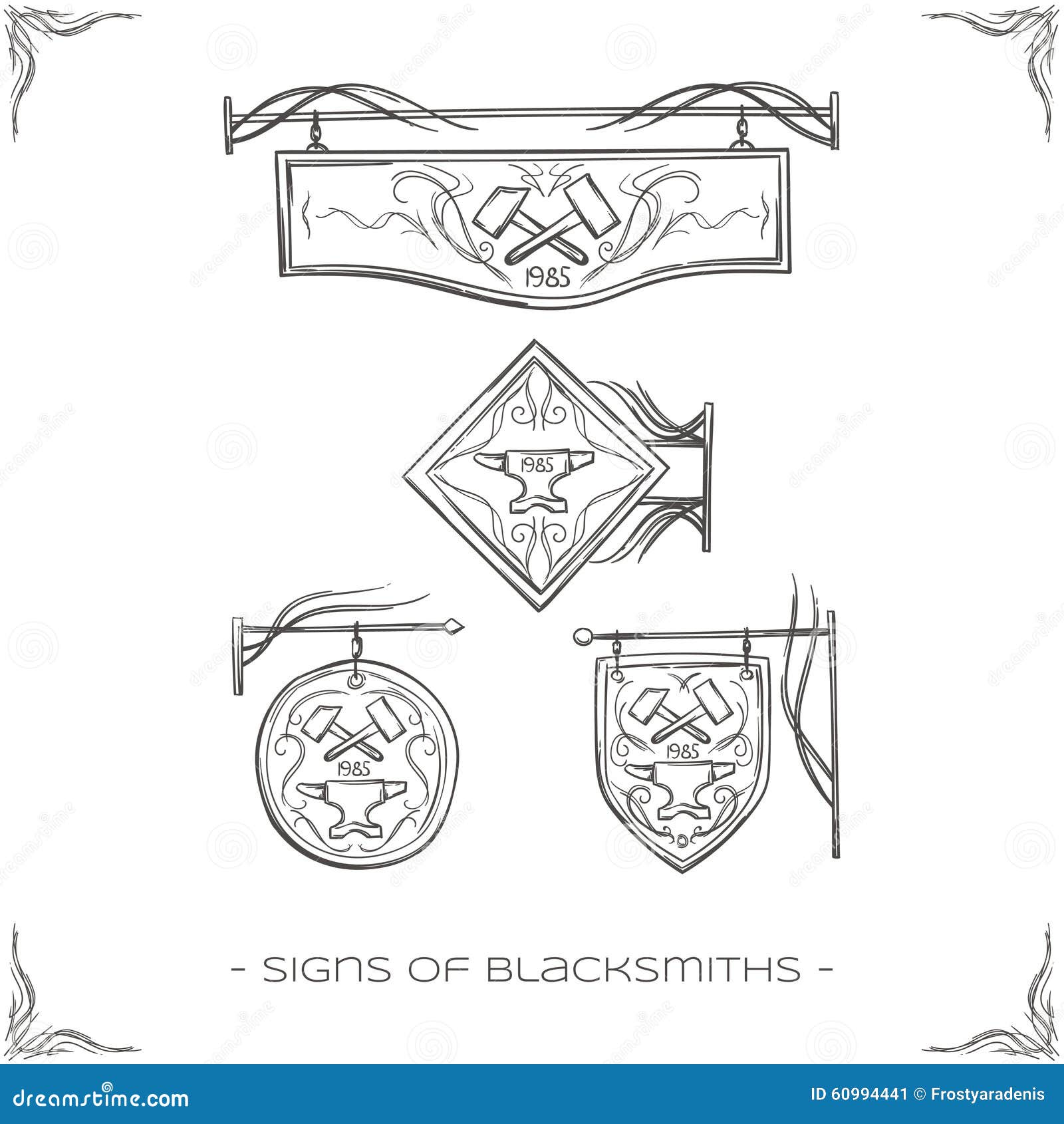 Signs of Blacksmiths stock vector. Illustration of metal - 60994441