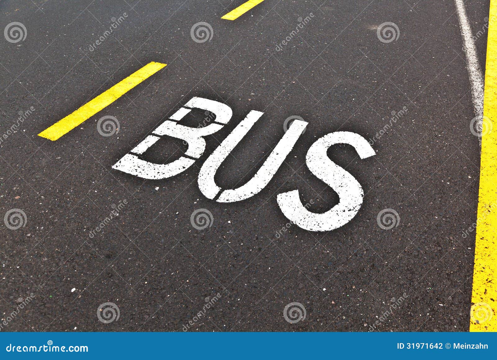 Signs for Bus Painted on the Street Stock Photo - Image of white, clear ...