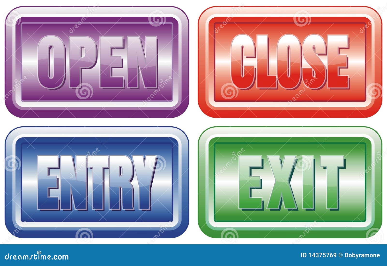 Signs Buttons Open Close Entry Exit Stock Vector - Illustration of ...