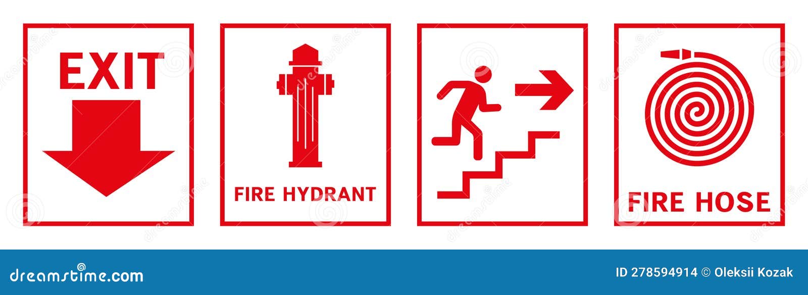 The Signs Contain Symbols of a Fire Hydrant and Also Show an Emergency ...