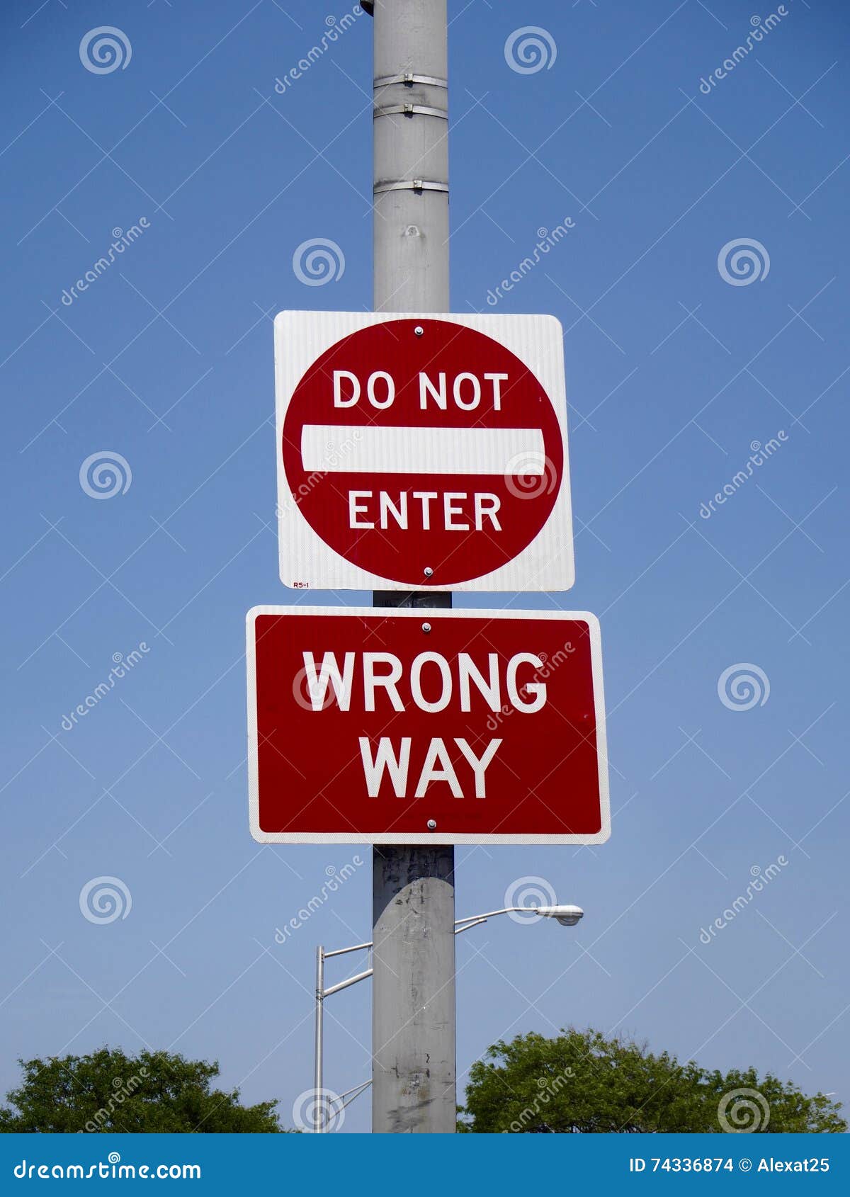 Signs Do Not Enter and Wrong Way Stock Photo - Image of signs, blue ...
