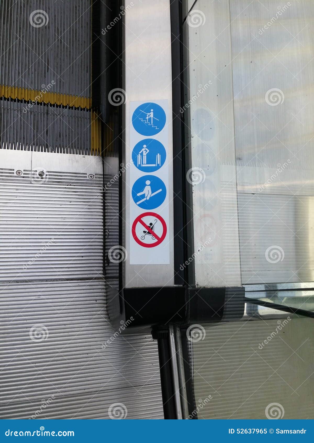 Signs On An Escalator, Warning Signs Royalty-Free Stock Photography ...