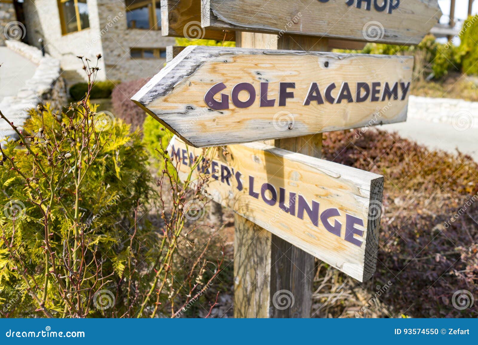 Signs at the golf course stock photo. Image of label - 93574550