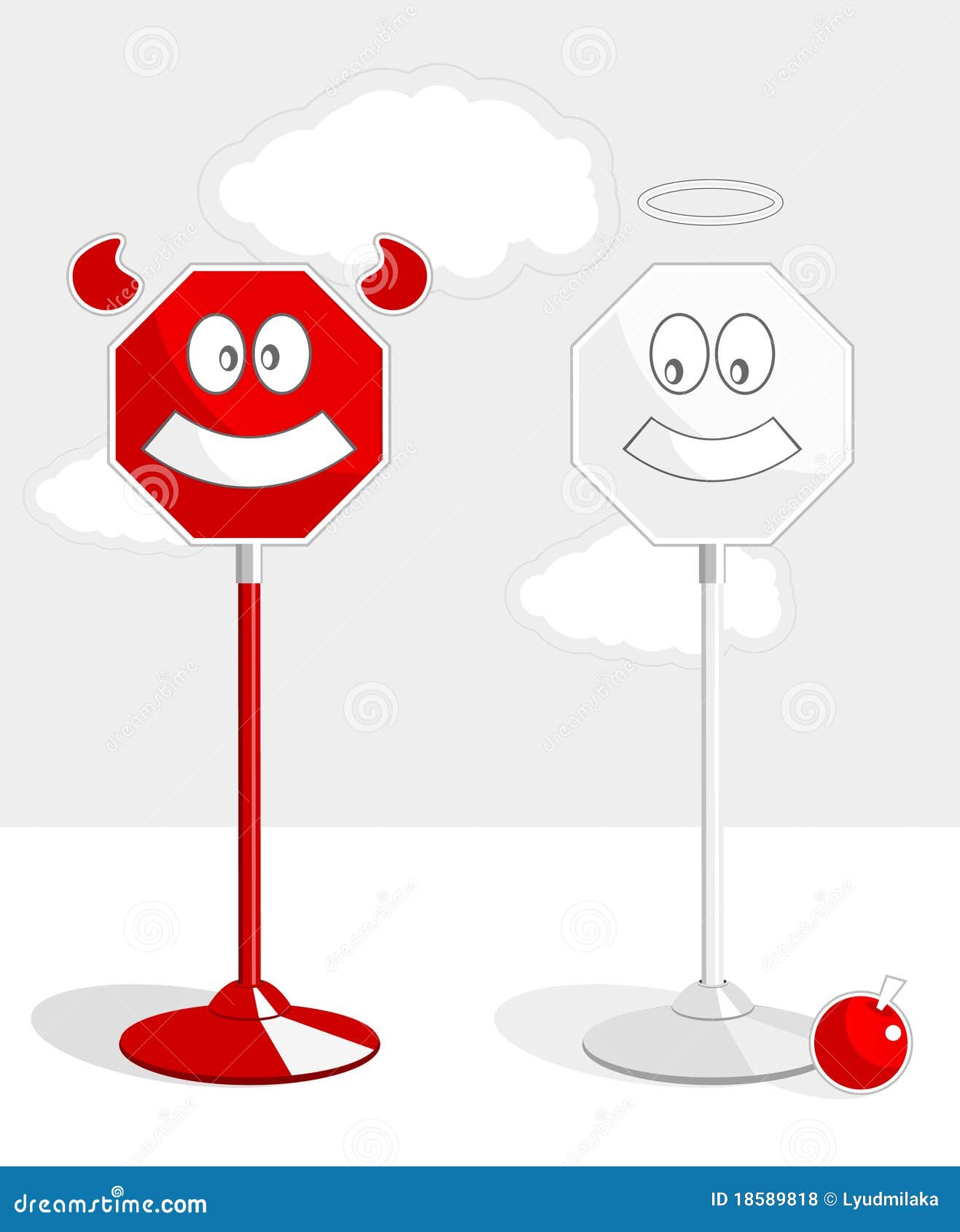 Signs of good-evil stock vector. Illustration of value - 18589818