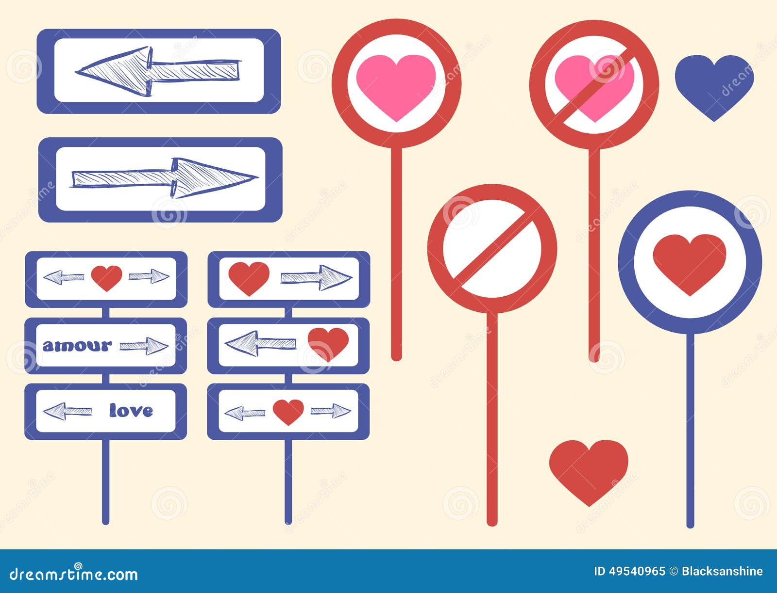Signs with hearts stock vector. Illustration of saturated - 49540965