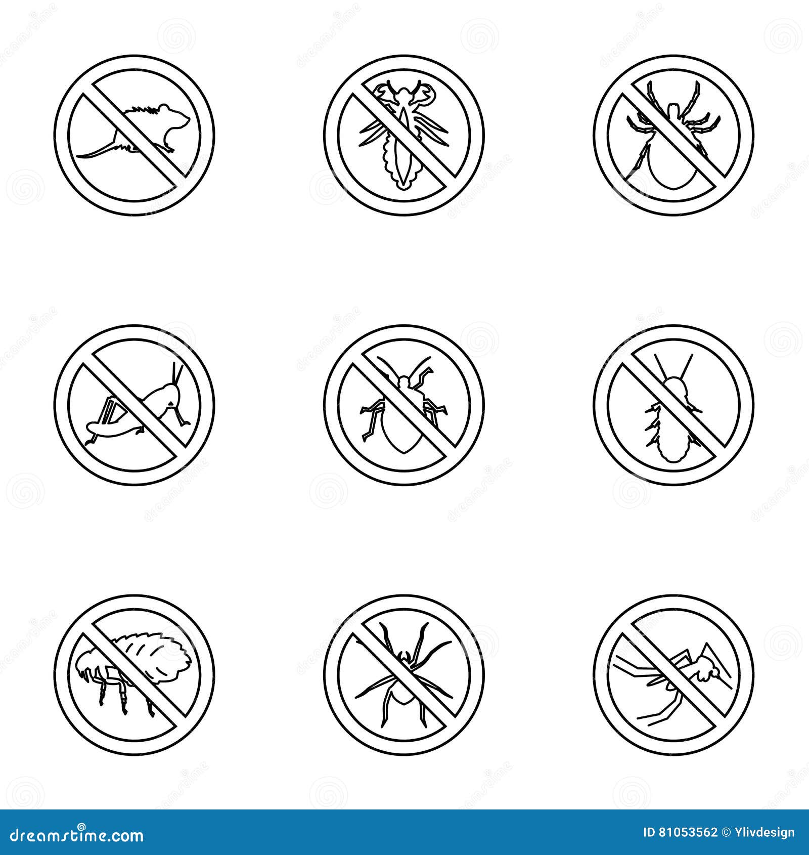 Signs of Insects Icons Set, Outline Style Stock Vector - Illustration ...