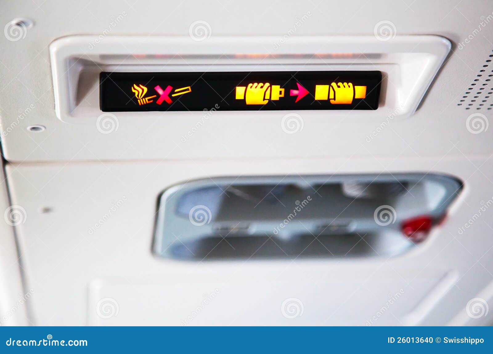 Signs Inside an Airplane stock photo. Image of cabin - 26013640