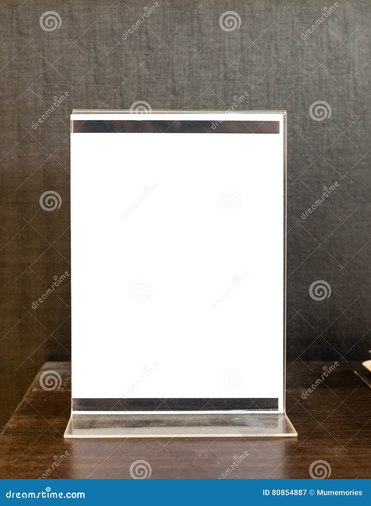 Signs Label Acrylic White Blank on Table Stock Image - Image of label ...