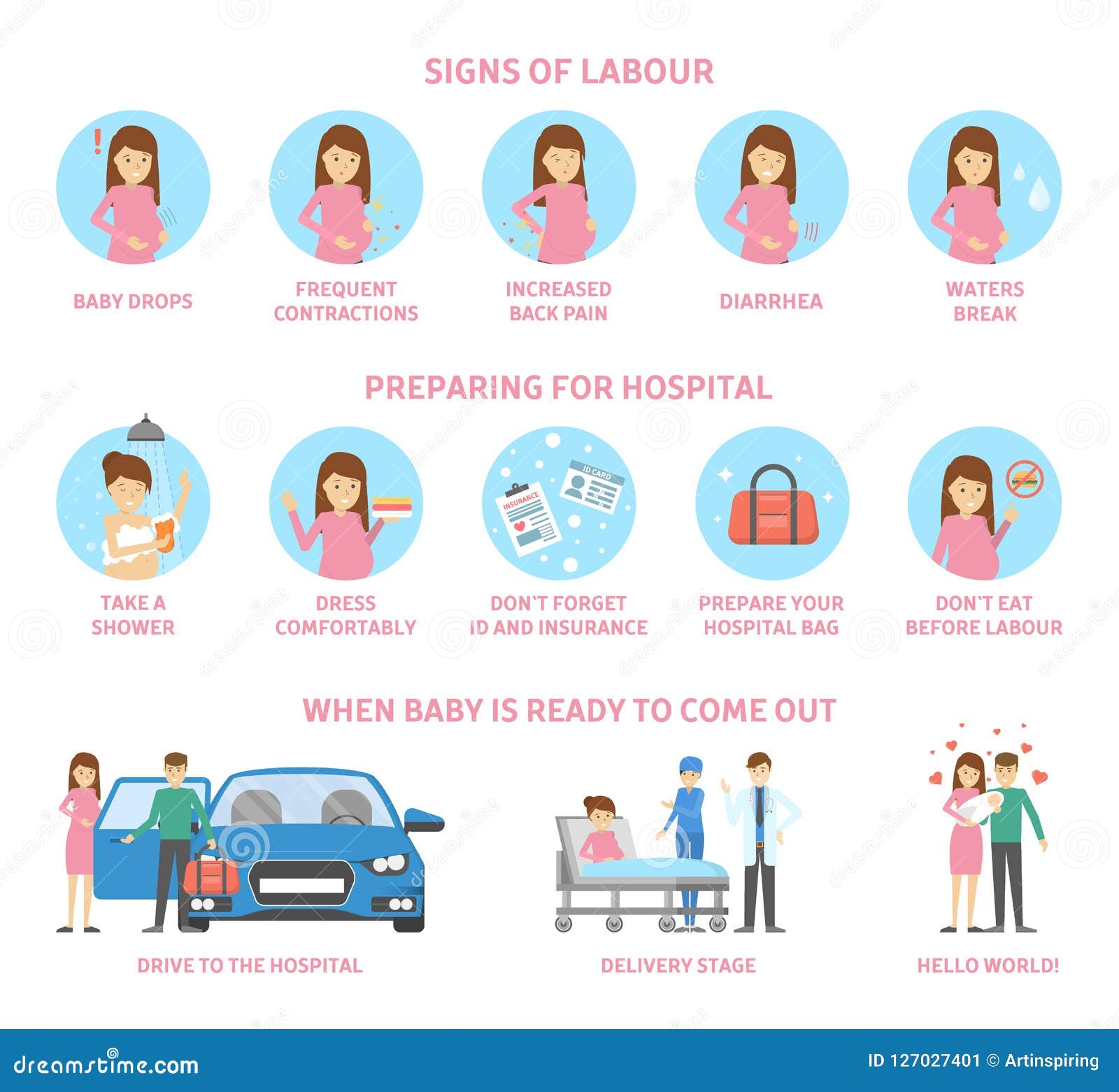 Labour And Birth Brochure Template Cartoon Vector