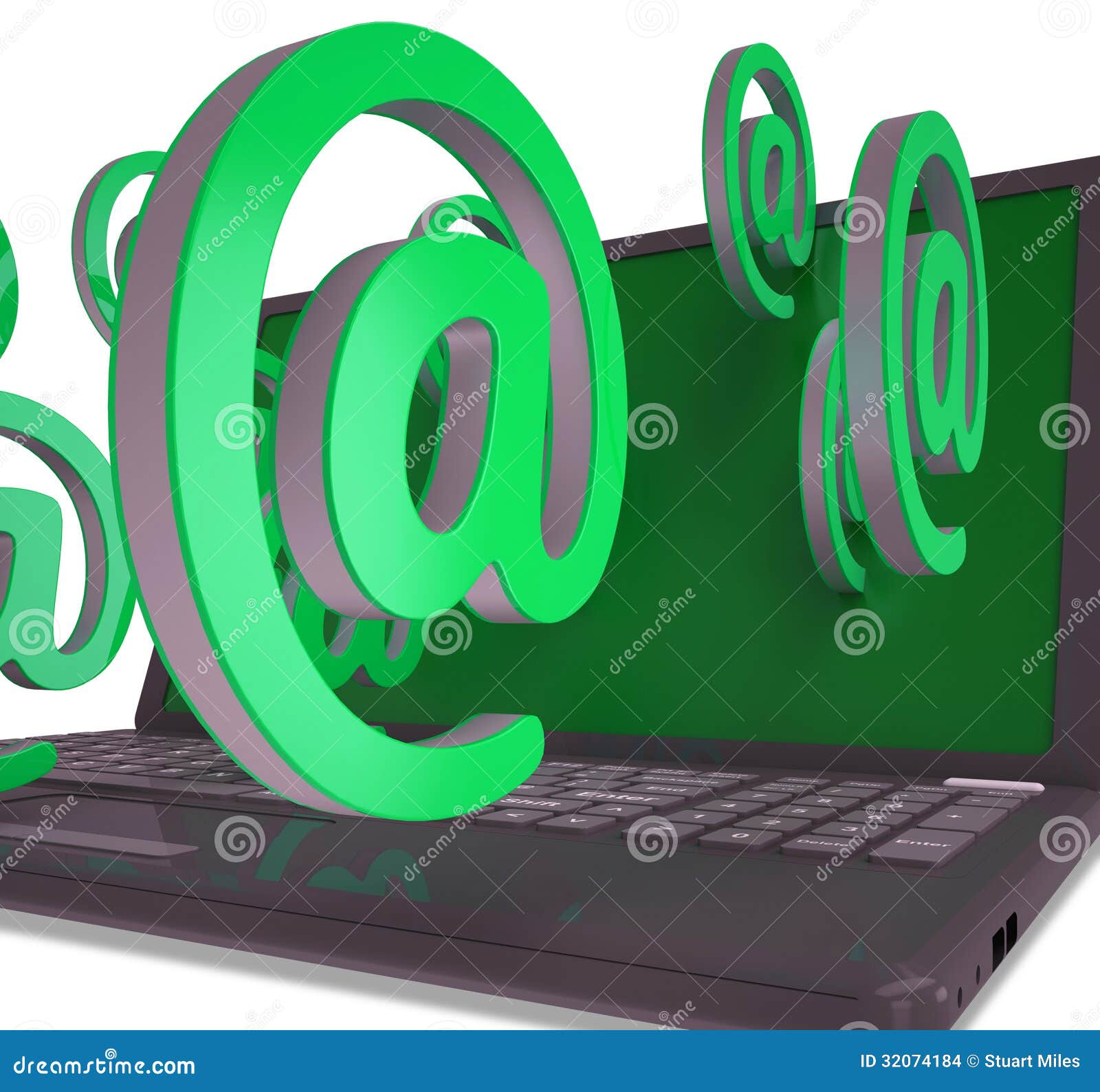 At Signs Leaving Laptop Showing Electronic Correspondence Stock ...