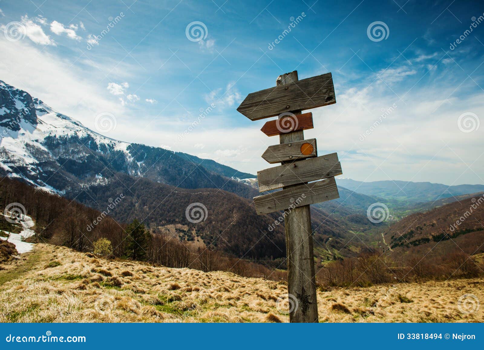 Signs in mountains stock photo. Image of hike, idea, high - 33818494