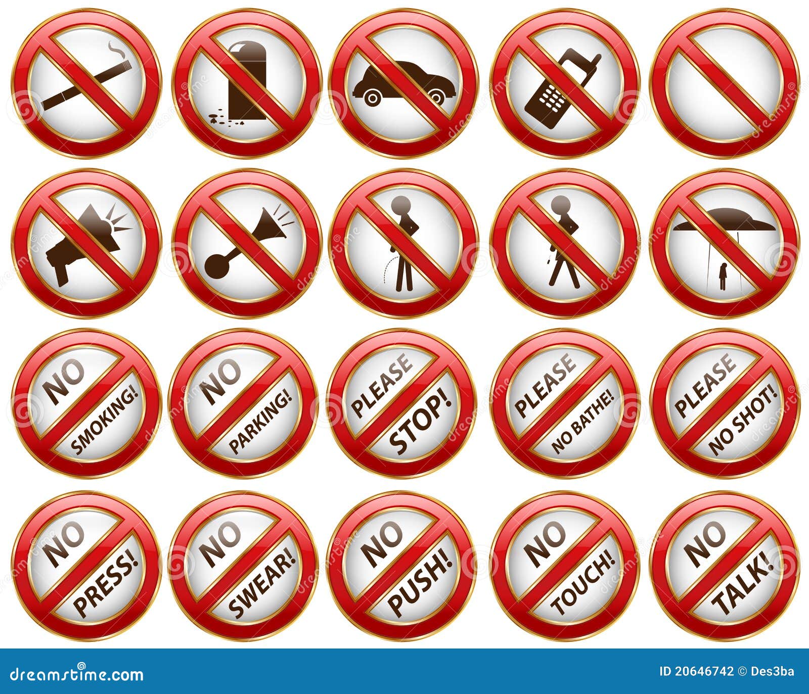 Signs NO stock illustration. Illustration of touch, button - 20646742