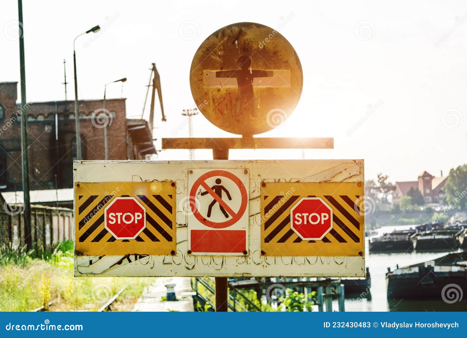 Signs, No Entry, Stop. Against the Sun Stock Image - Image of entry ...
