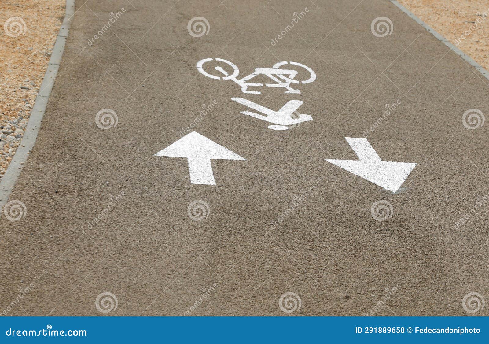 Signs Painted on the Cycle Path with Two Arrows and Also Pedestrian ...