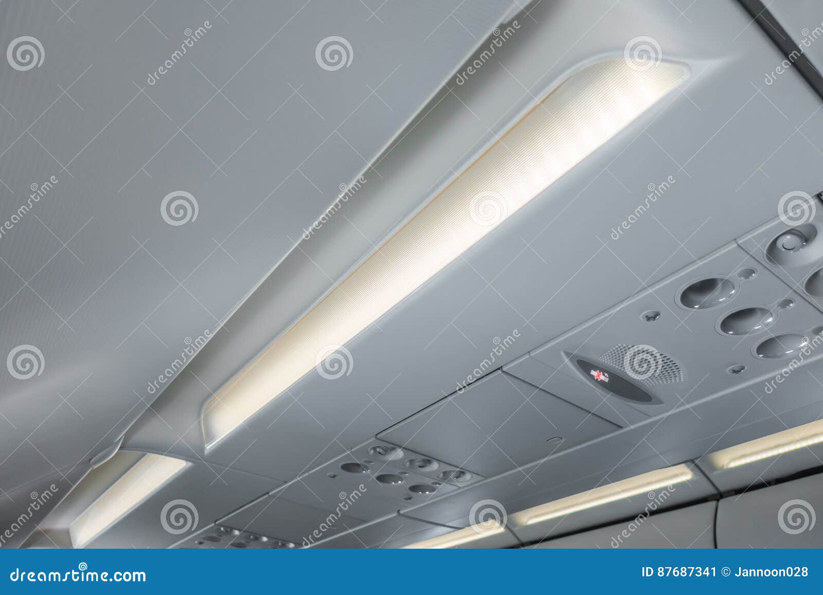 Signs Panel Above the Seat on Plane . Stock Image - Image of ...