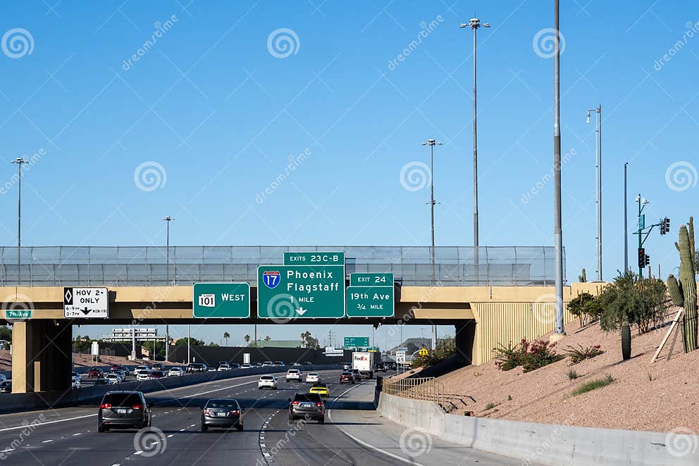 Signs on the Pima Freeway, Loop 101 West Editorial Stock Photo - Image ...