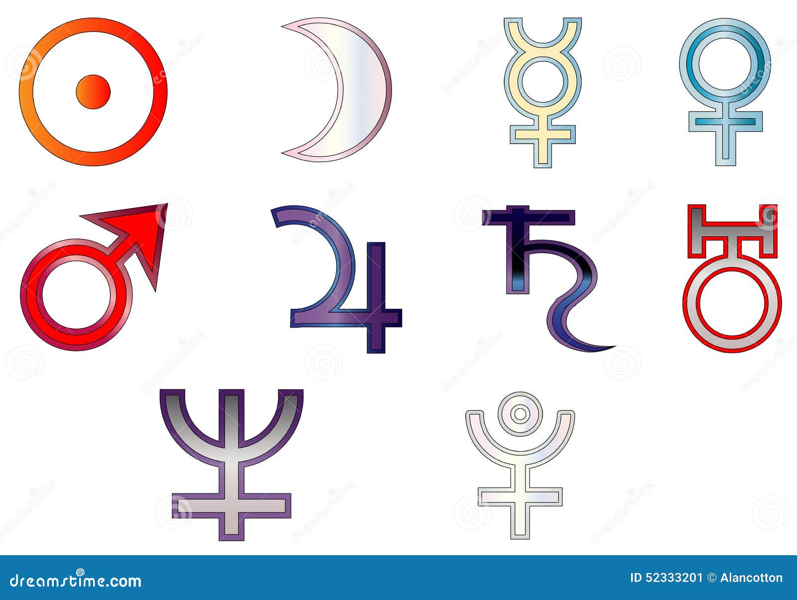 Signs of the Planets stock illustration. Illustration of icons - 52333201