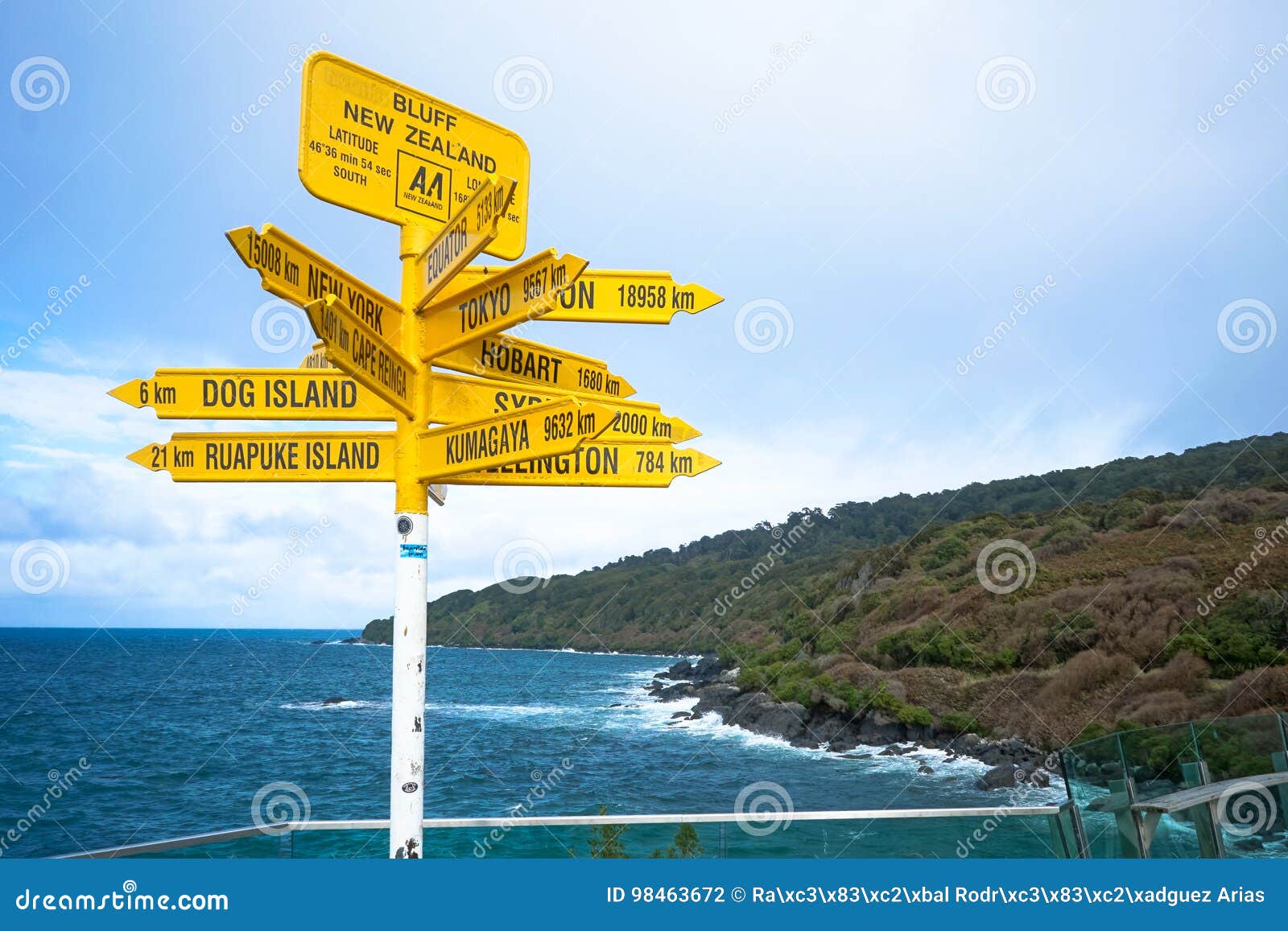 Signs post in new zealand stock photo. Image of landmark - 98463672