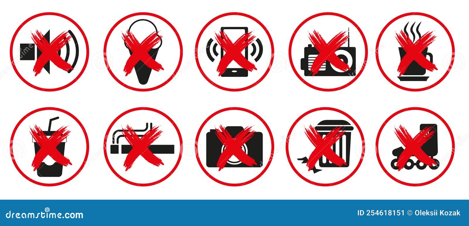 Set Of Prohibition Signs, Vector Symbols | CartoonDealer.com #254618151 Set Of Prohibition Signs, Vector Symbols | CartoonDealer.com #254618151