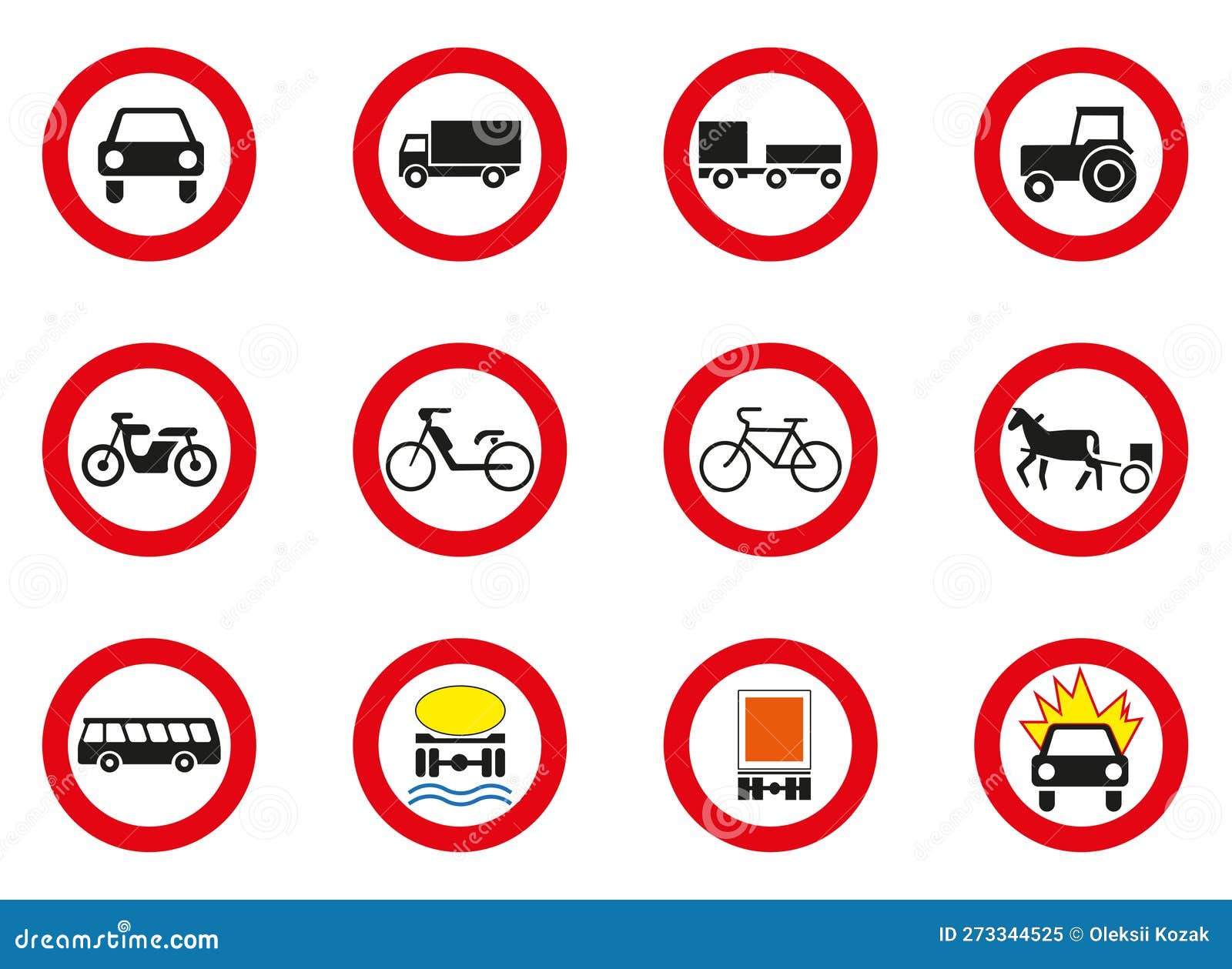 Signs Prohibiting the Passage of Various Types of Wheeled Vehicles ...