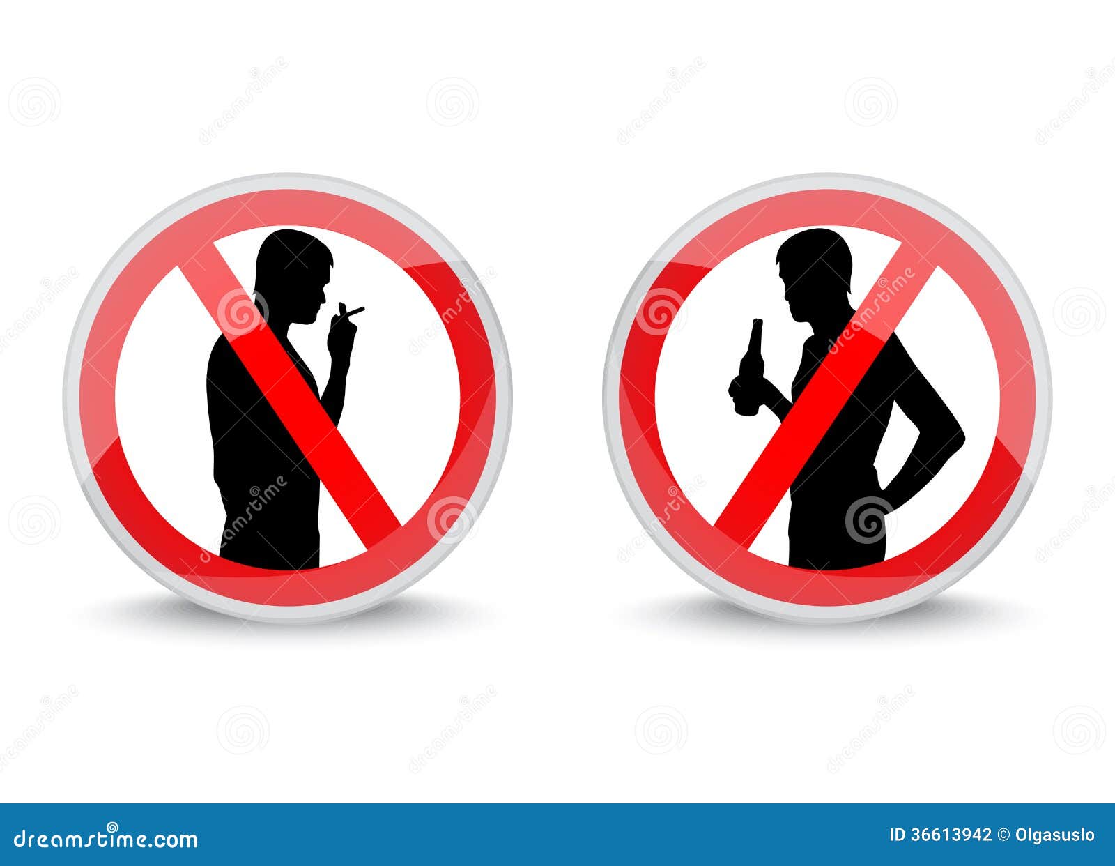Signs Prohibiting Smoking and Drinking Alcohol Stock Illustration ...