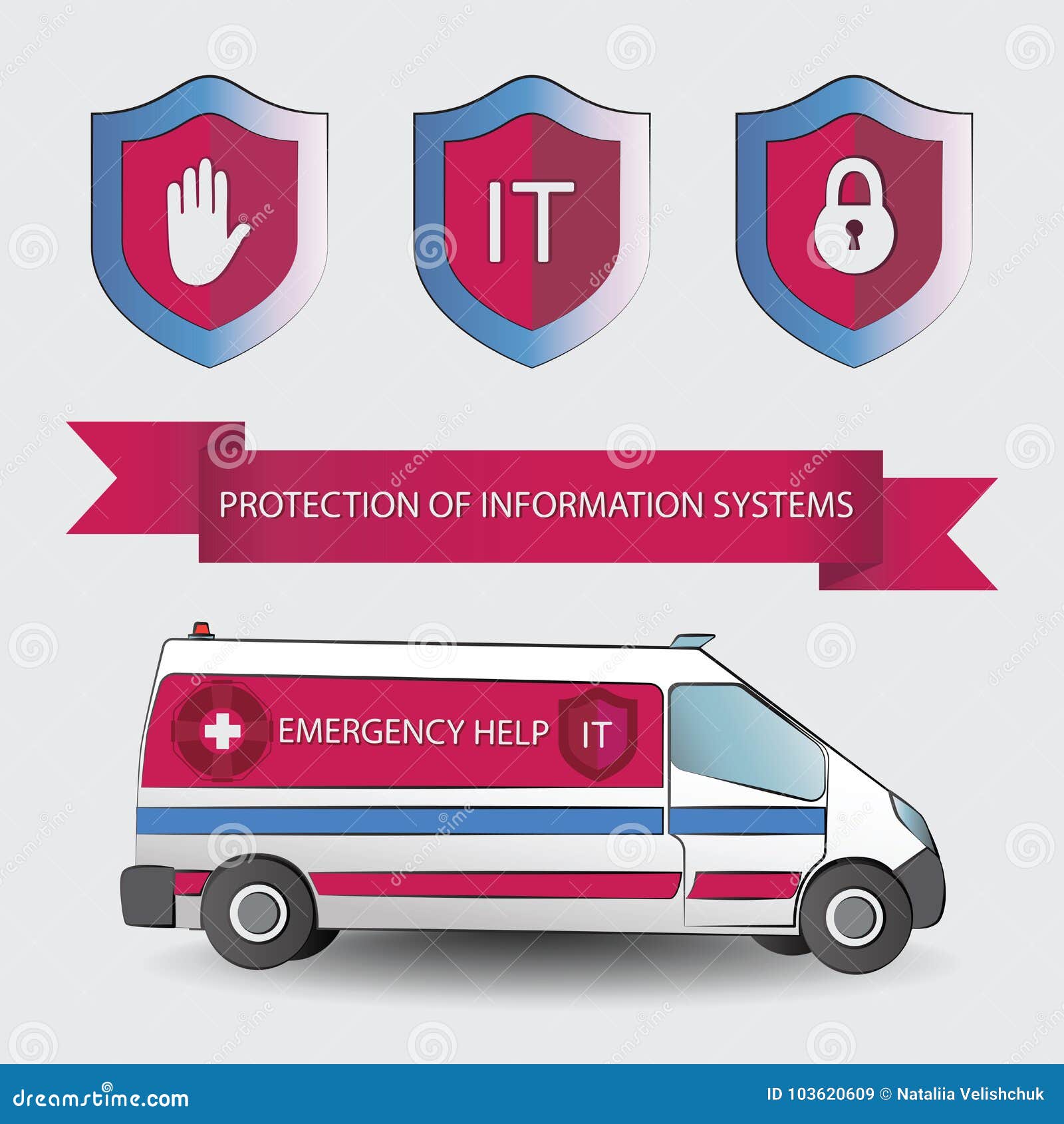 Signs of Protection on the Boards and Emergency PC Help. Stock Vector ...