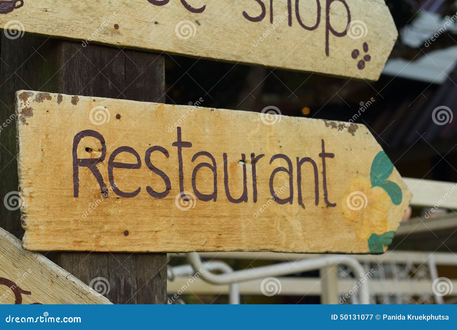 Signs Restaurant is Located at the Park. Stock Image - Image of ...