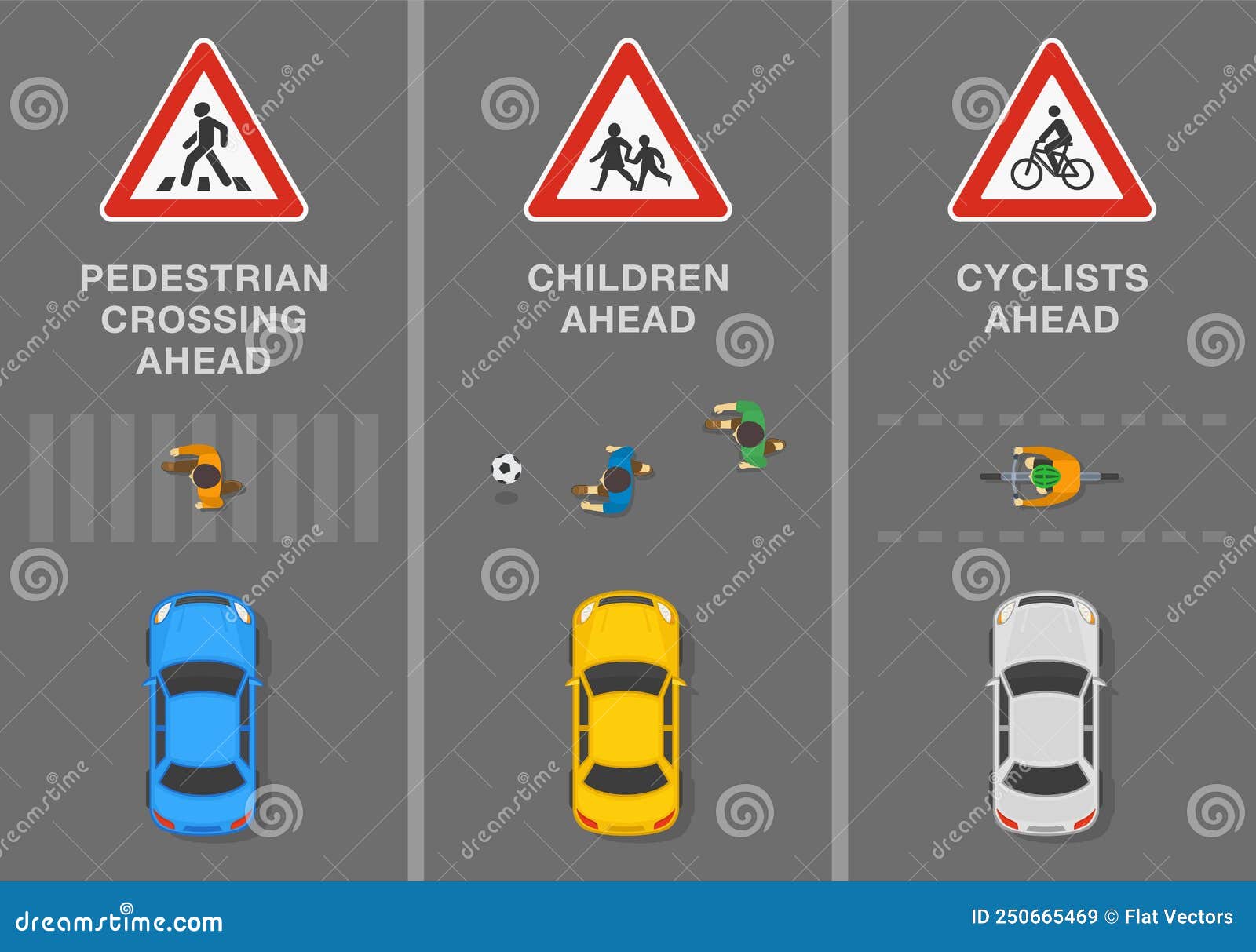 Signs and Road Markings Meaning. `Pedestrian Crossing Ahead`, `children ... Signs and Road Markings Meaning. `Pedestrian Crossing Ahead`, `children ...